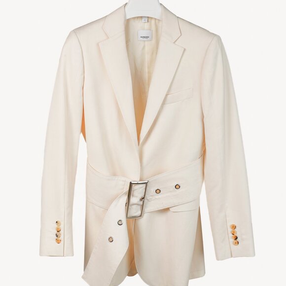 Burberry | Jackets & Coats | Burberry Cream Wool Oversized Belted Blazer | Poshmark